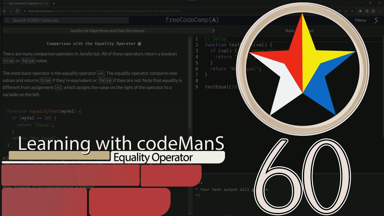 JavaScript Basic 60: Comparison with the Equality Operator | FreeCodeCamp