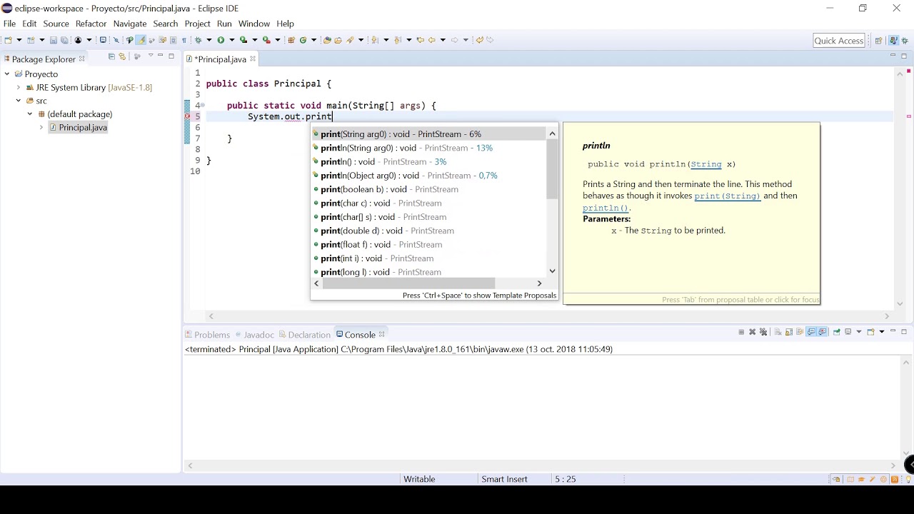 Hacer proyecto y primer programa Java en Eclipse