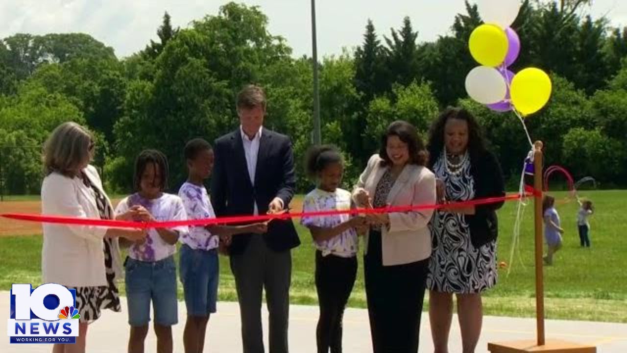 Ribbon cutting for Westside Elementary School's new basketball court