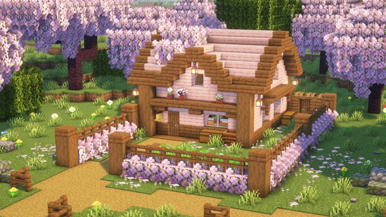 [Minecraft] How to Build a Small Cherry Blossom House / Tutorial - Minecraft Builders