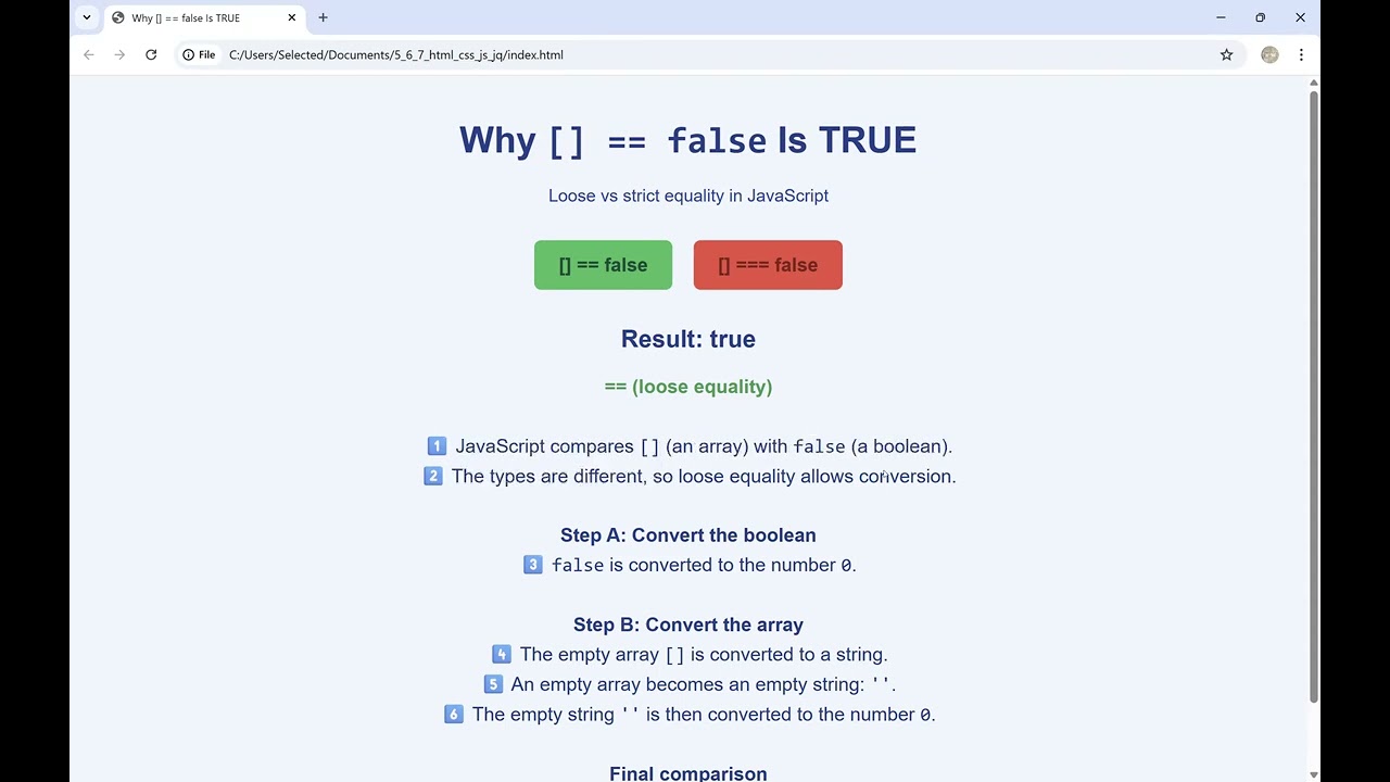 JavaScript 27: Why [] == false Is TRUE