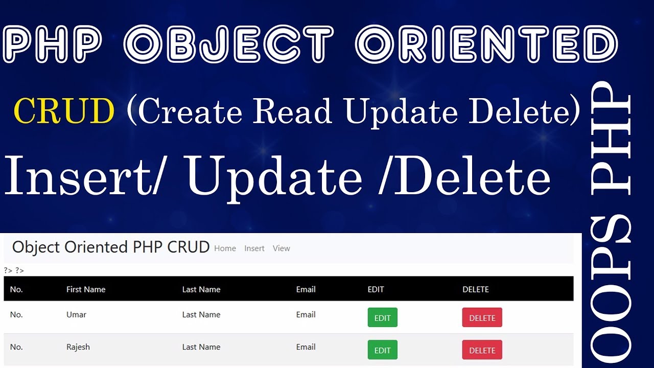 Part-2 (2019) Insert Data |  PHP MySql Object Oriented Insert Update Delete |  PHP CRUD OOps