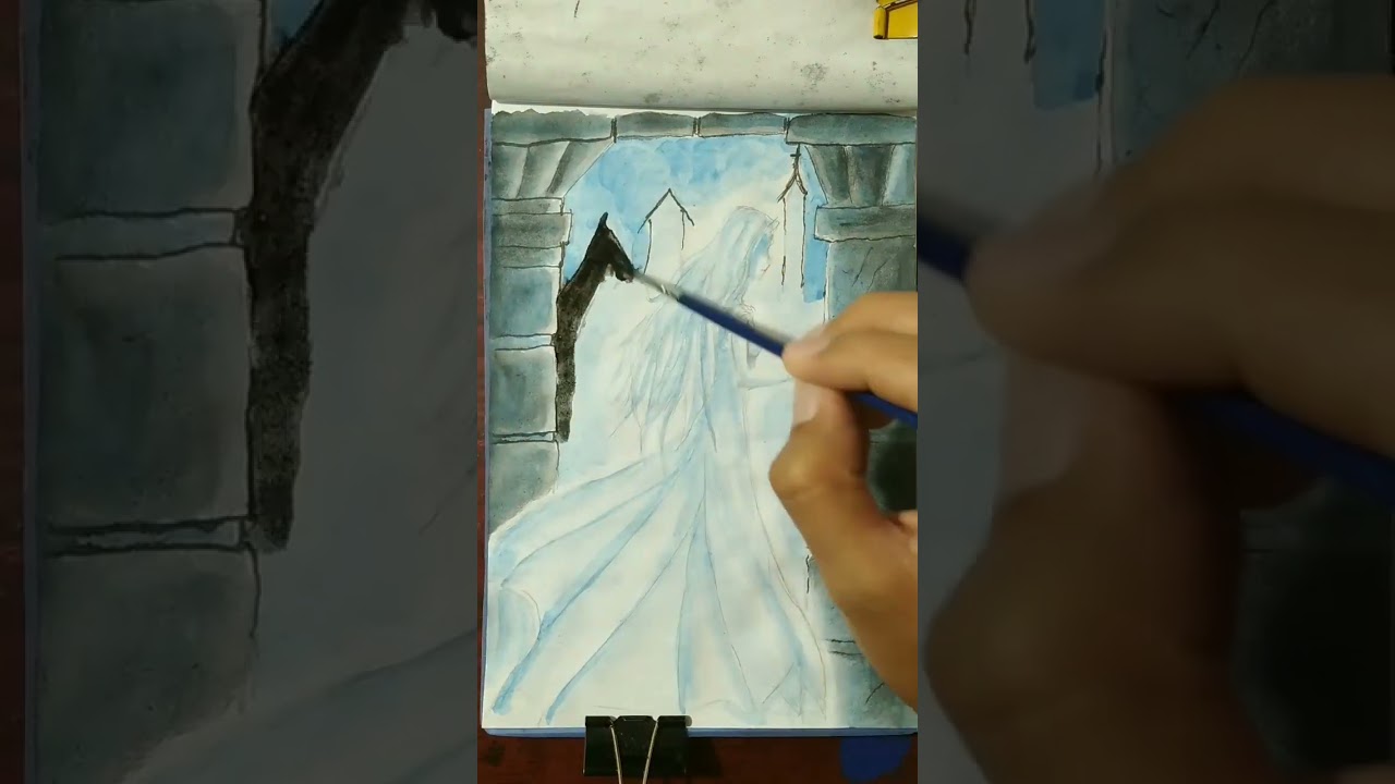 #shorts #oct 789 #fantasma #ghost  #escalofriante #spooky #drawing  #aquarela #acuarela #tinta #ink