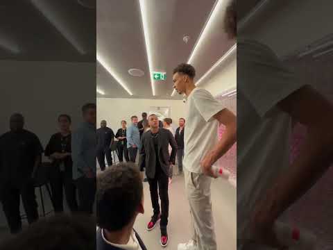 Mbappe Next to 7'5'' Victor Wembanyama ๐ณ #shorts
