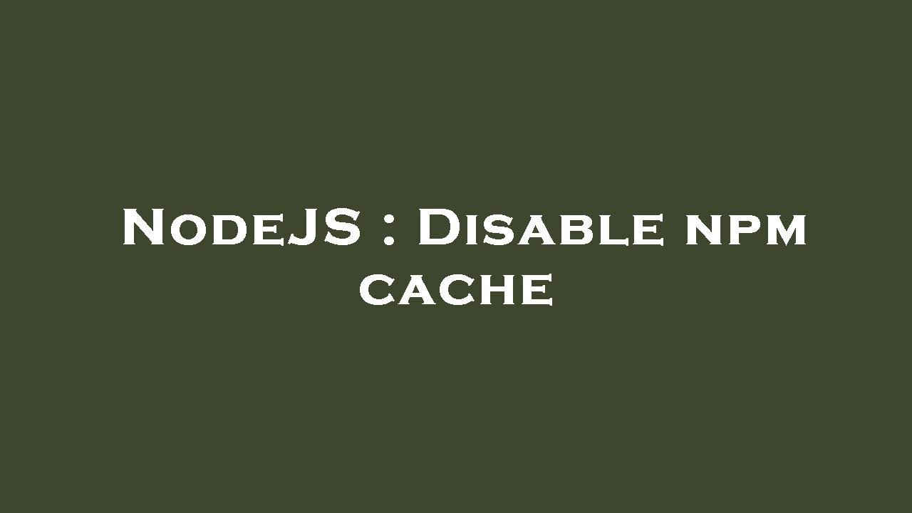 NodeJS : Disable npm cache