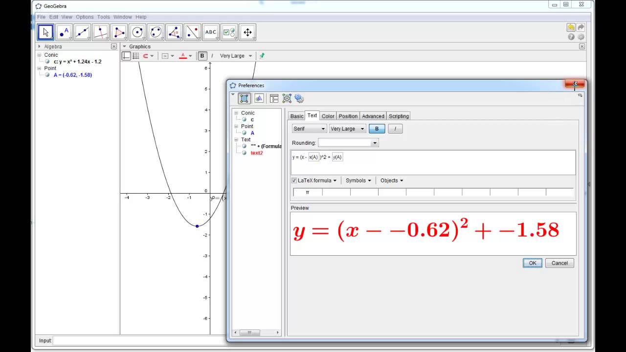 GeoGebra Tutorial 5 - Insert Text Tool