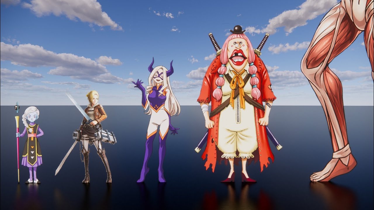 Female Anime characters size comparison