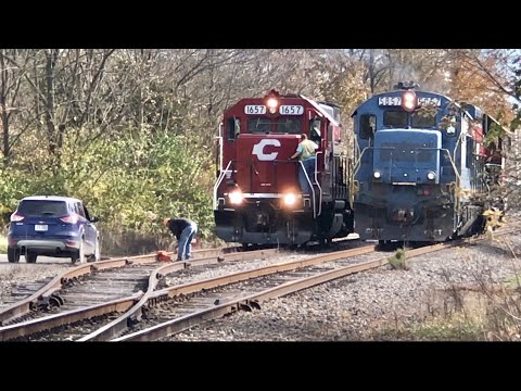 Shortline Railroad Switching, Cincinnati Eastern Railroad In Ohio. 3 Classic Locomotives N&W Peavine