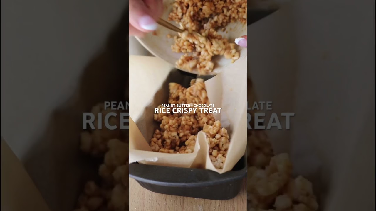 PB + CHOCOLATE RICE KRISPY TREAT💛 such a simple recipe & healthy dessert to make at home!