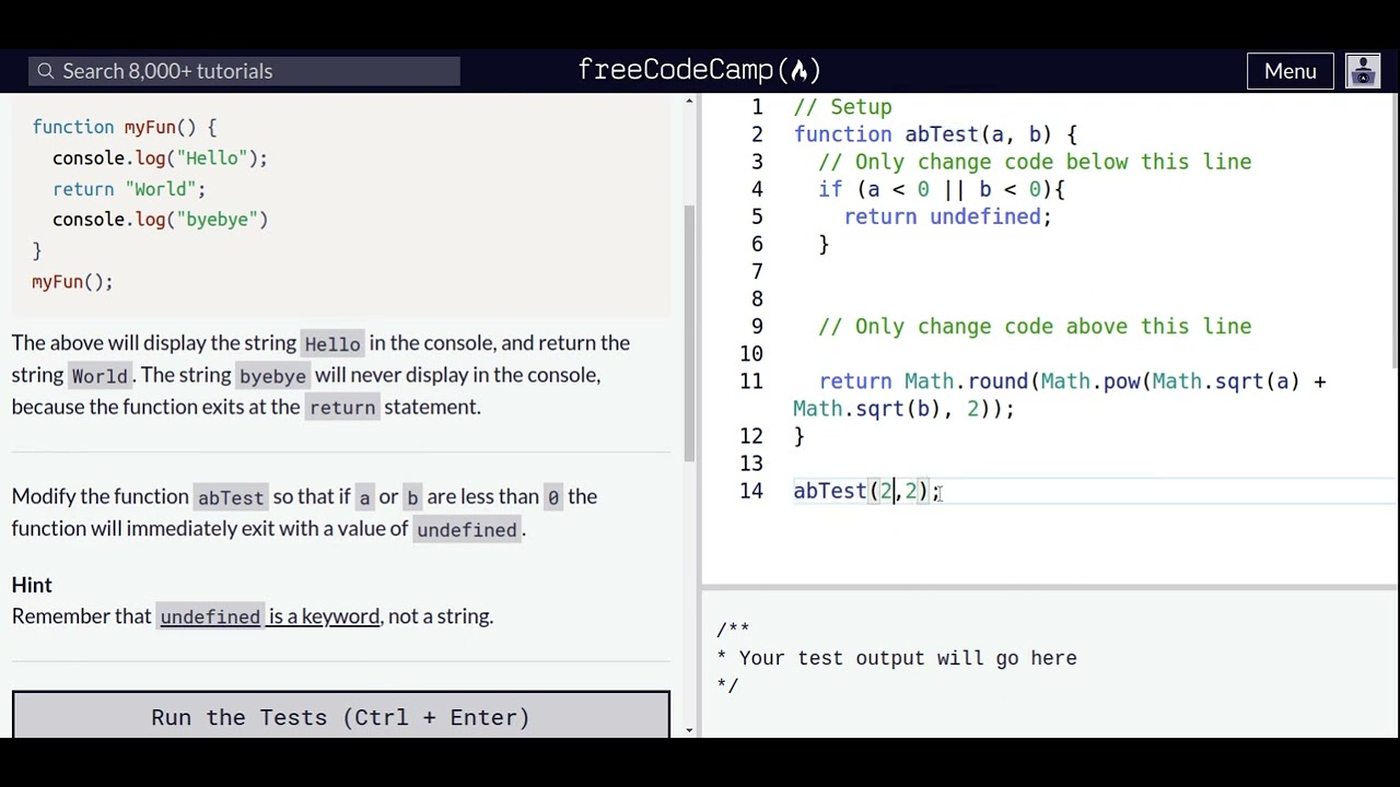 Lesson 81 | Basic JavaScript | Return Early Pattern for Functions