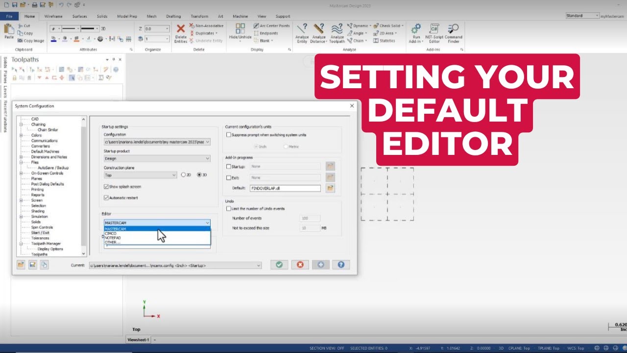 Mastercam 2023: Setting Your Default Editor
