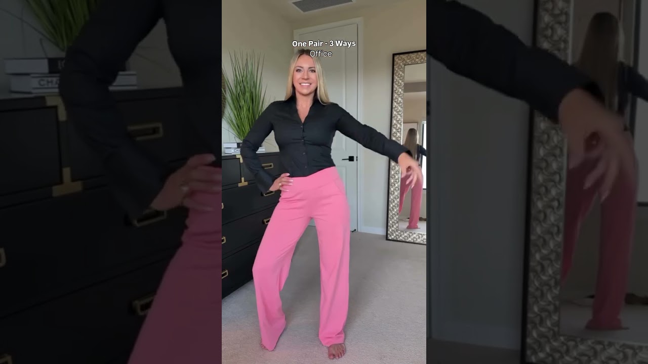 How to style pink wide pants - 3 ways. #howtostyle #stylehacks #styletips