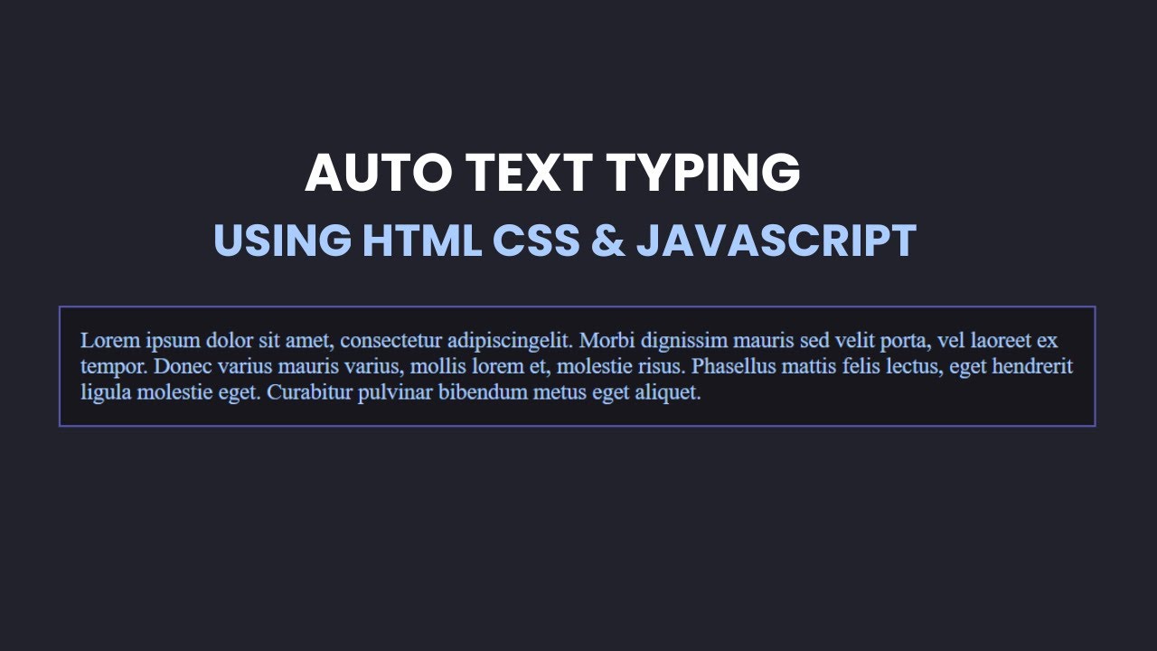 Auto Typing Text Effect Using HTML CSS & JavaScript | Text Typing Animation