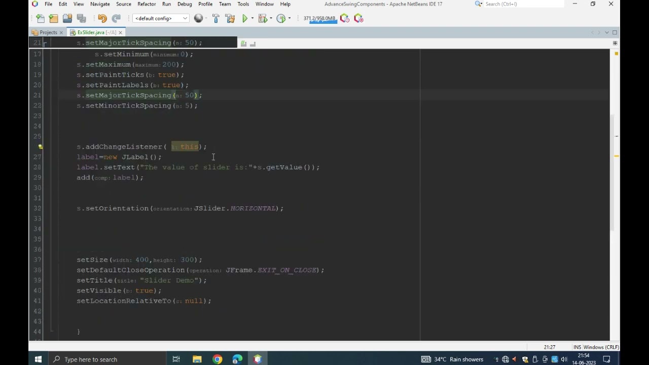 How to create Slider in java swing in Apache NetBeans@CodeWithHarry @LearnCodeWithDurgesh