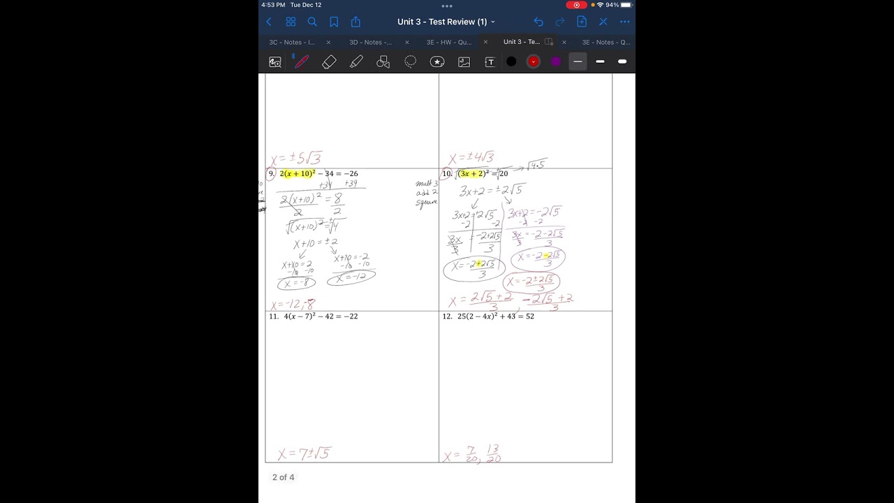 Unit 3 test review answers