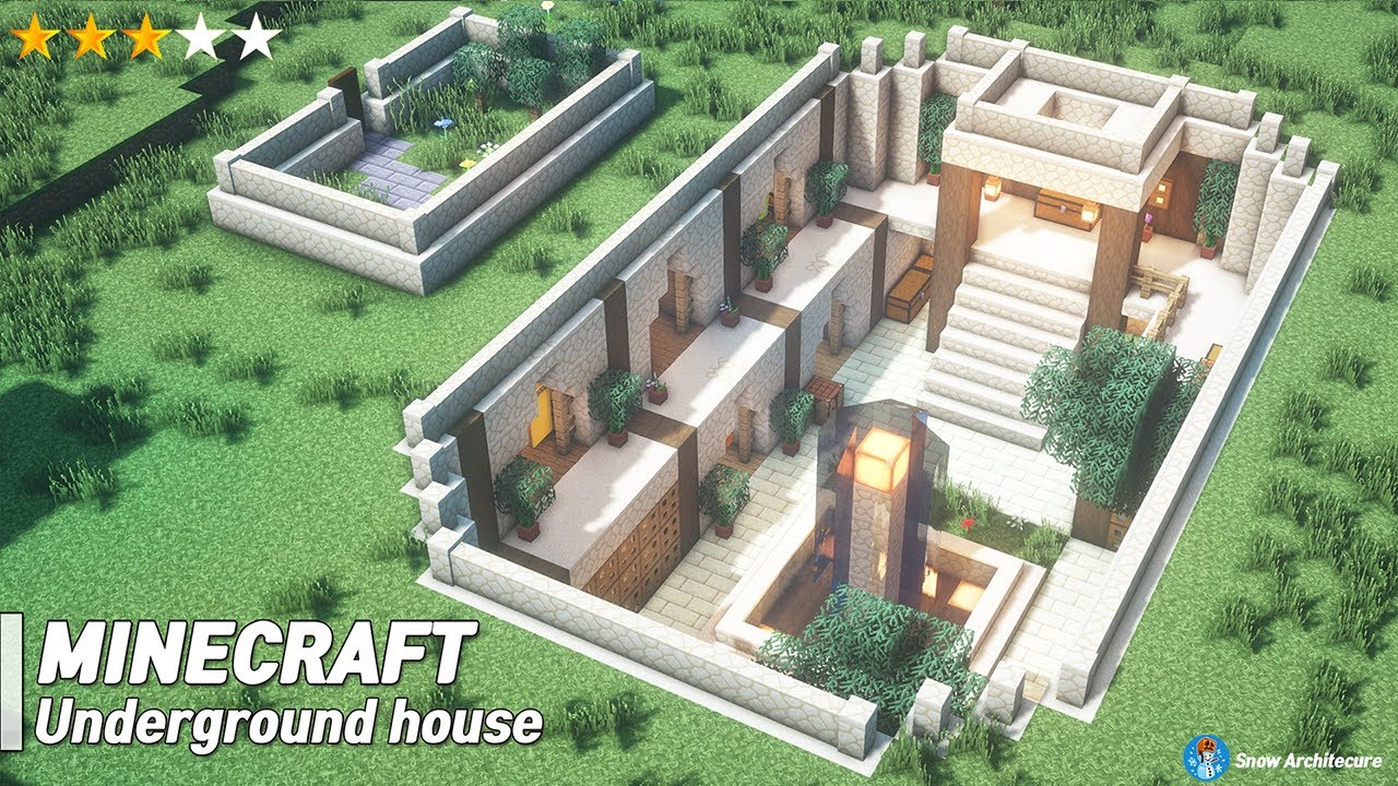 Minecraft : Underground Base Tutorial + Interior l how to build (##23)
