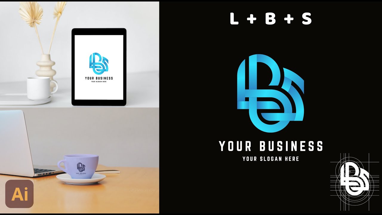 LogoGrid (28) LBS monogram logo design with a grid method - Adobe Illustrator Tutorial