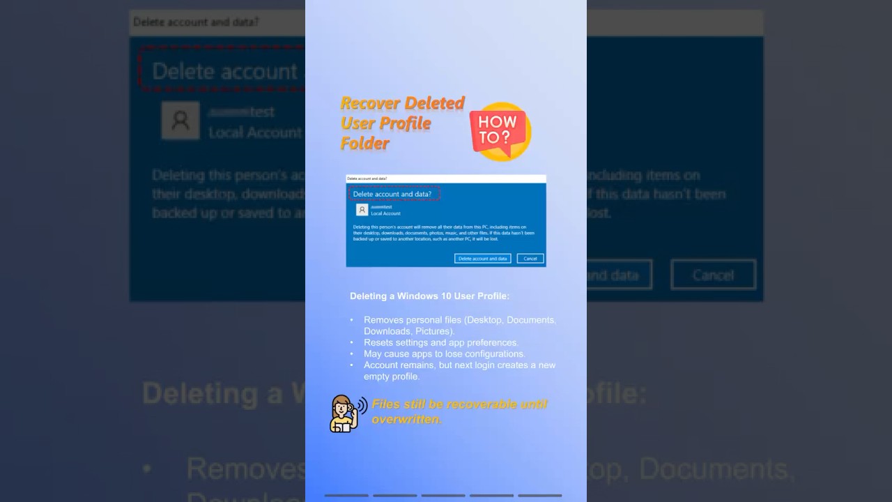Recover Deleted User Profile in Windows 10 & 11 ⚡ #datarecovery#windowstips#windows10tips#windows11