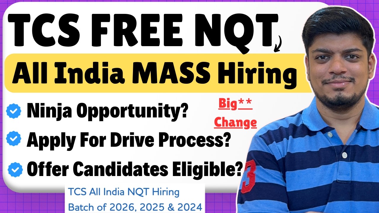 🔥TCS FREE NQT - Big Change | Apply For Drive Process? | Ninja, Digital, Prime | 2024, 2025, 2026