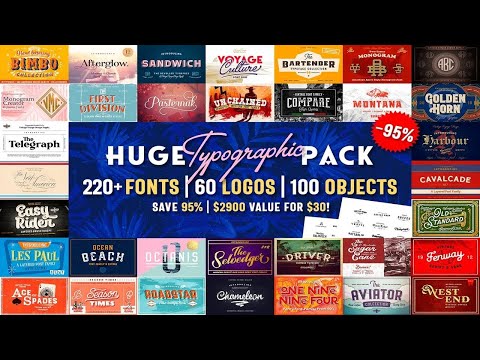 Huge Font Pack + 60 Logos • SALE Font Free Download