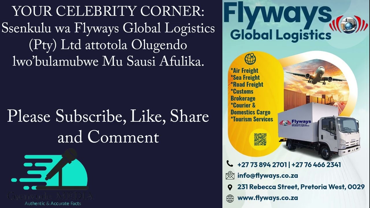 YOUR CELEBRITY CORNER: Today i bring you the CEO of Flyways Global Logistics Ssuuna Yusuf Mulondo.