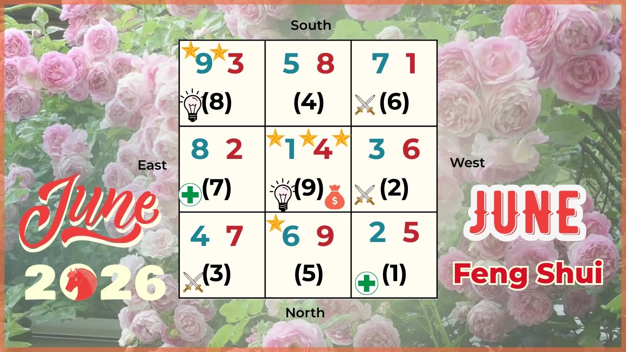 June 2026 Flying Star Feng Shui Analysis - Center is the best sector