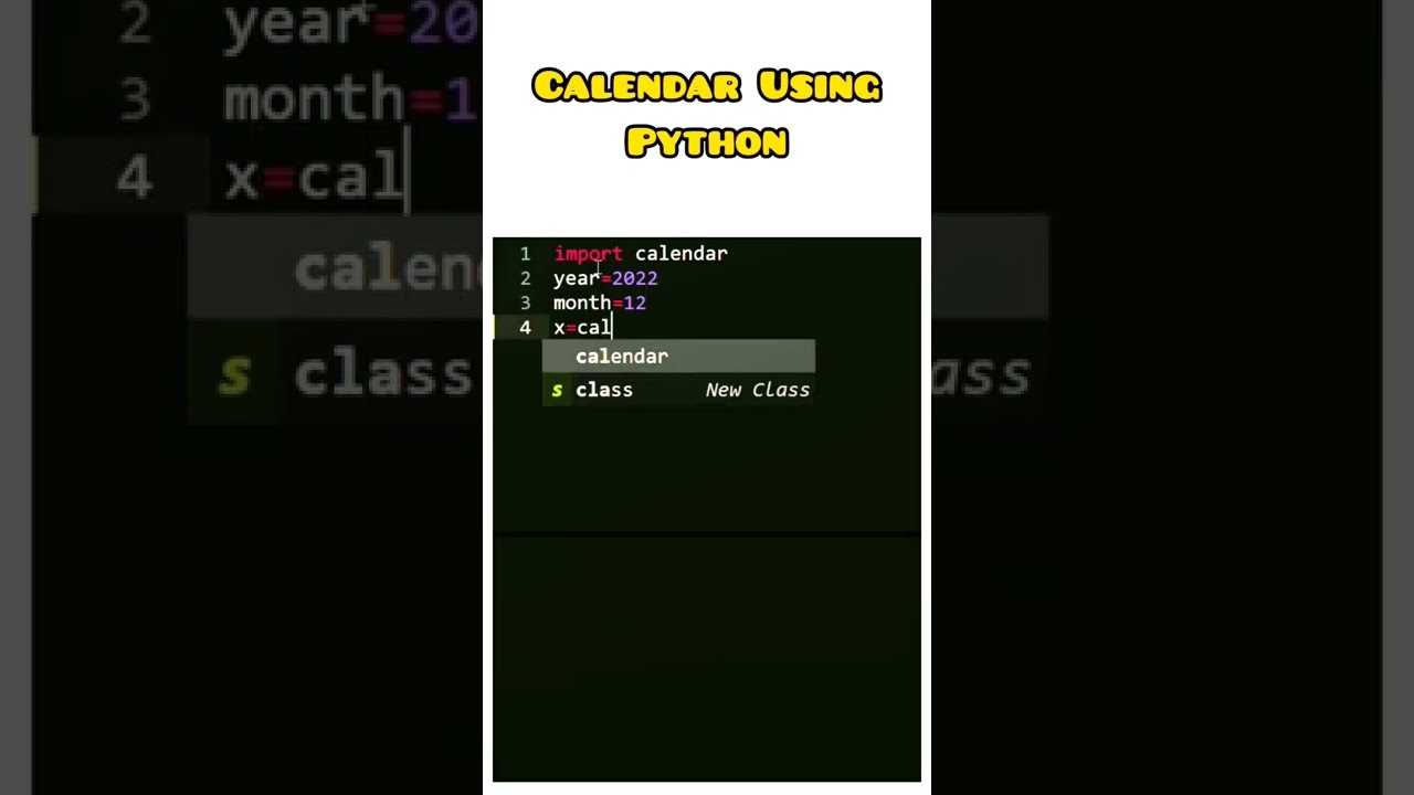 Print Calendar using Python #python #coding #shorts #youtubeshorts