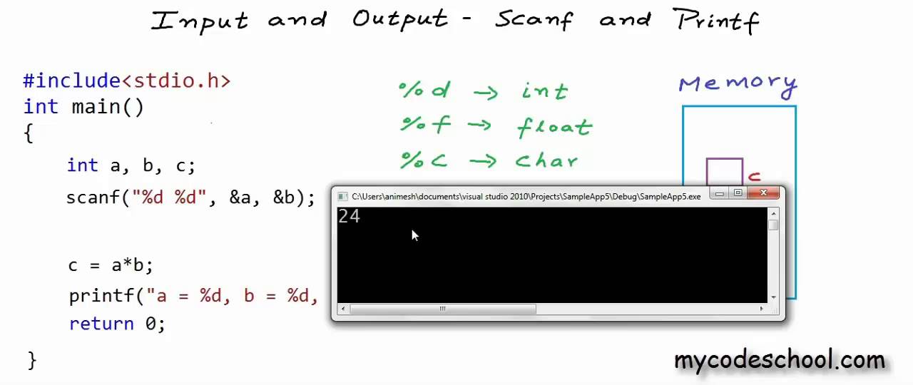 Input and Output:  Printf and Scanf - C Programming Tutorial 06