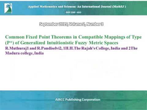 Applied Mathematics and Sciences: An International Journal (MathSJ )