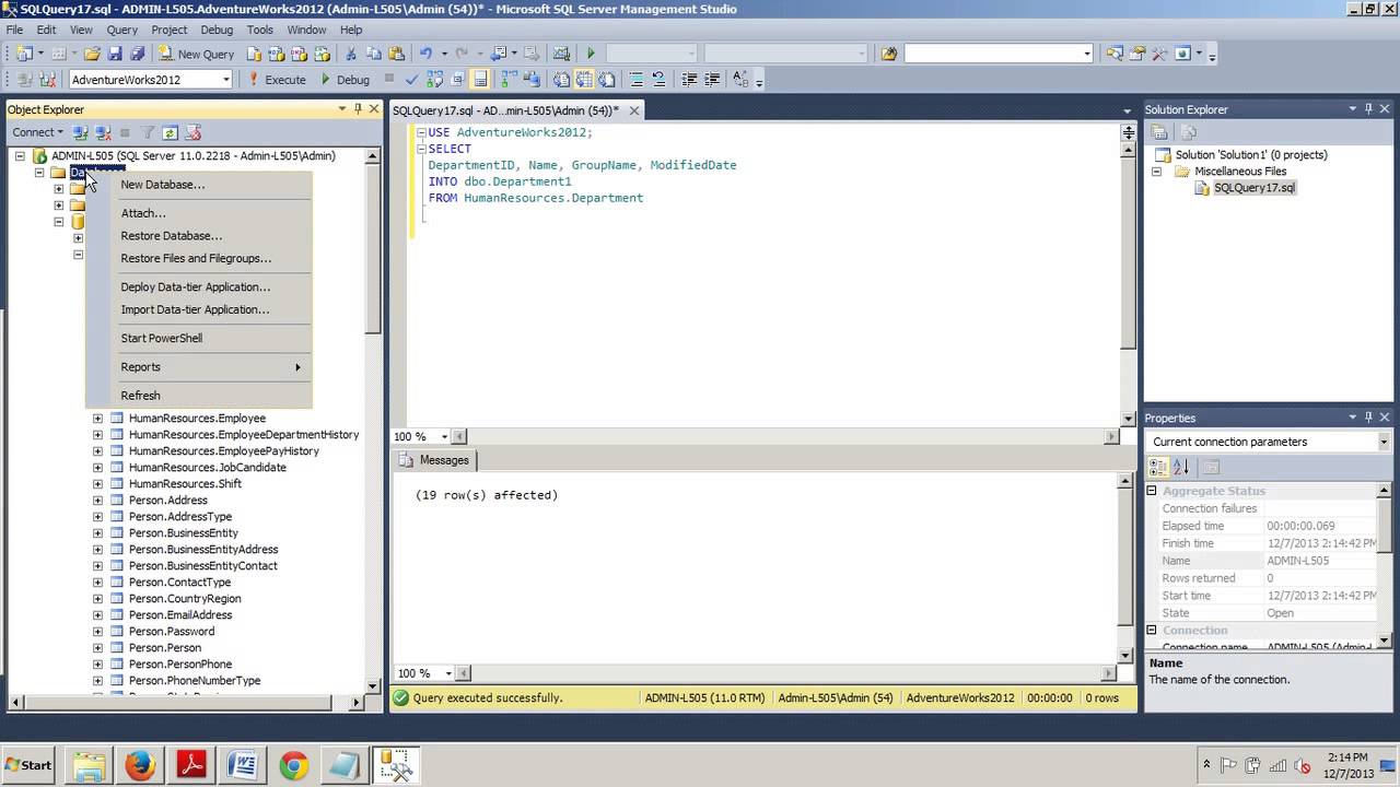 SQL Server Tutorial 37: Using the SELECT INTO statement.
