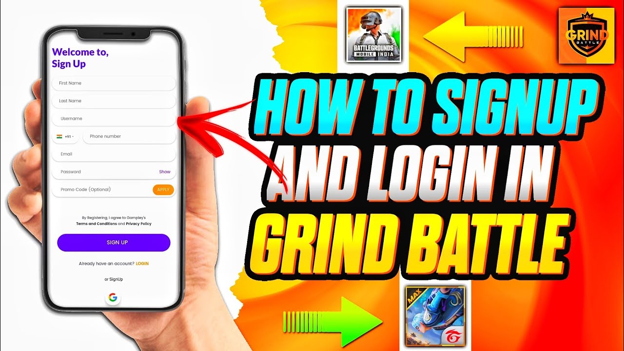 How To Signup & Login In Grind Battle | Free Fire & Bgmi Tournament App ✅ #freefire #bgmi