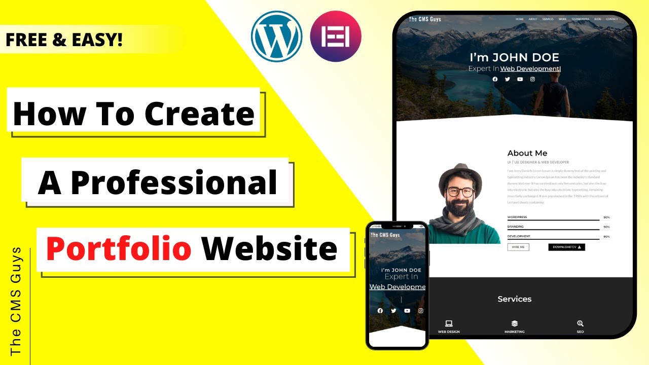 Create a Professional Portfolio Website using WordPress and Elementor Template | 2022 |