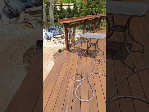 Composit deck railings with bar top.#shorts #shortsvideo #deckbuilding