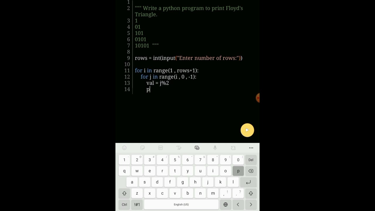 Python program to print Floyd's Triangle.