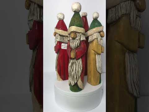 Old World Antiqued Santa's - Wood Carved OOAK Collectable Christmas Holiday Table Ornament