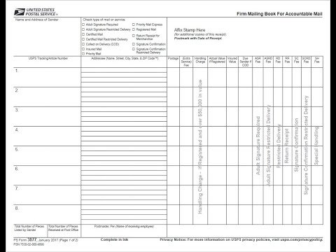 21 - PS Form 3877 Firm Mailing Book For Accountable Mail video