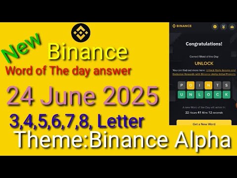 Word of The Day Binance 6 Letters|Theme:Binance Aipha WODL Answers Today |All Letters WOTD