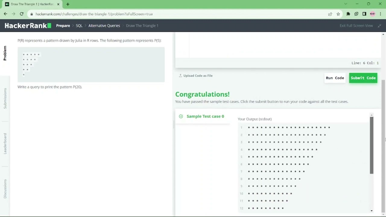 Hackerrank SQL solutions -DRAW THE TRIANGLE-1(Three Different solutions)-Level Easy