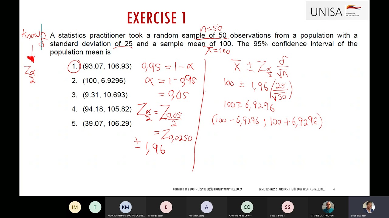 STA1610 2E Study Unit 8 &9 Activities Tutorial 24 Jul 2021