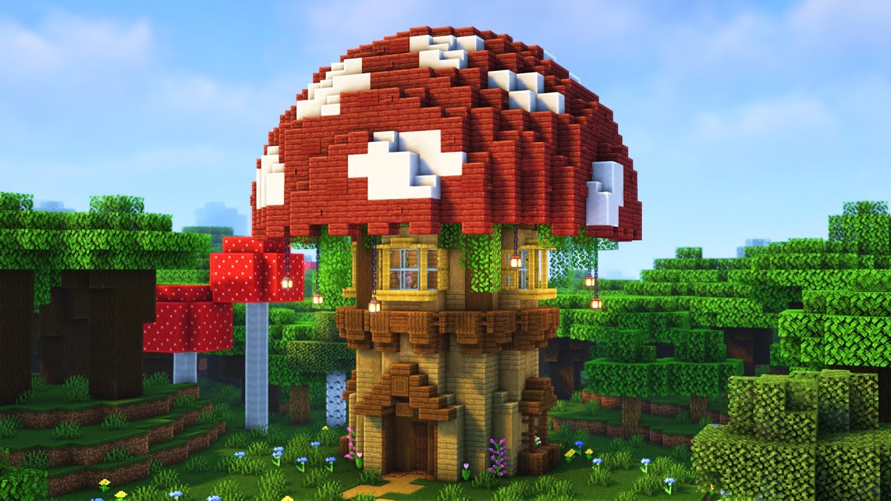 Minecraft How To Build A Mushroom House Tutorial Minecraft Builders