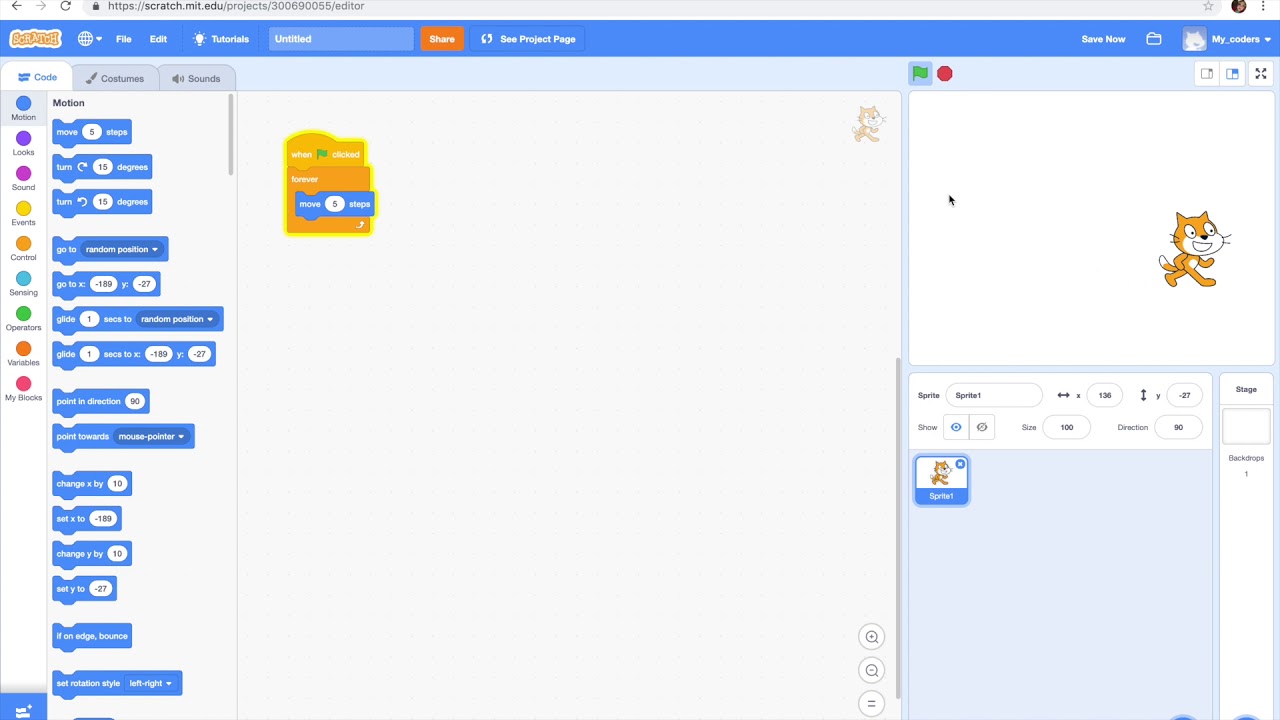 3. FOREVER LOOP in Scratch