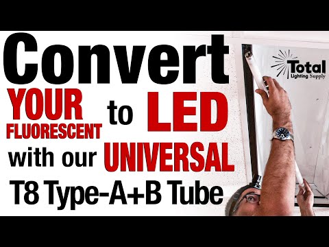 Universal LED Tube Converts your Fluorescent Fixture to LED in Minutes, WORKS with no Ballast too!