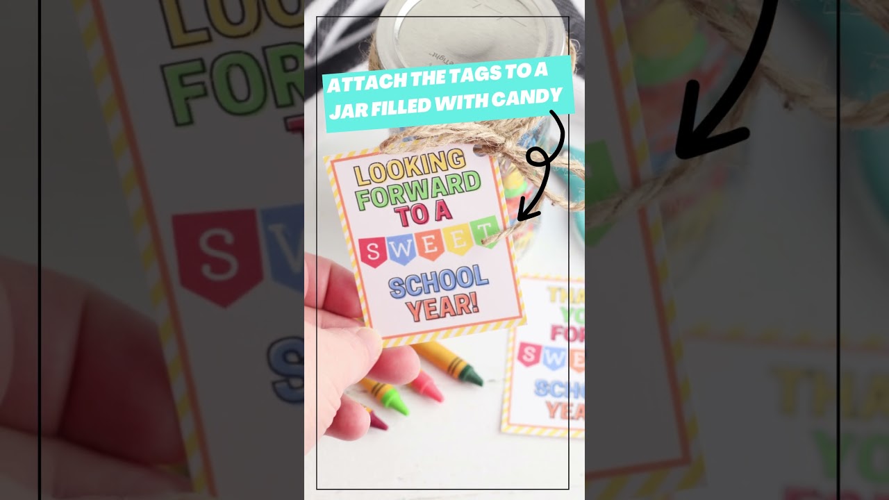 Candy Teacher Gift in a Jar with Printable Gift Tag for Back to School