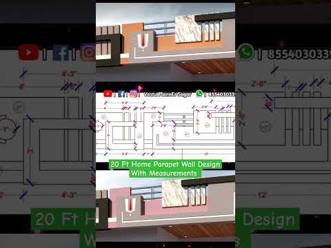 🏘️ 20 Ft Modern Home Parapet Wall Design || Best Parapet Wall With Measurements || Low Cost Parapet