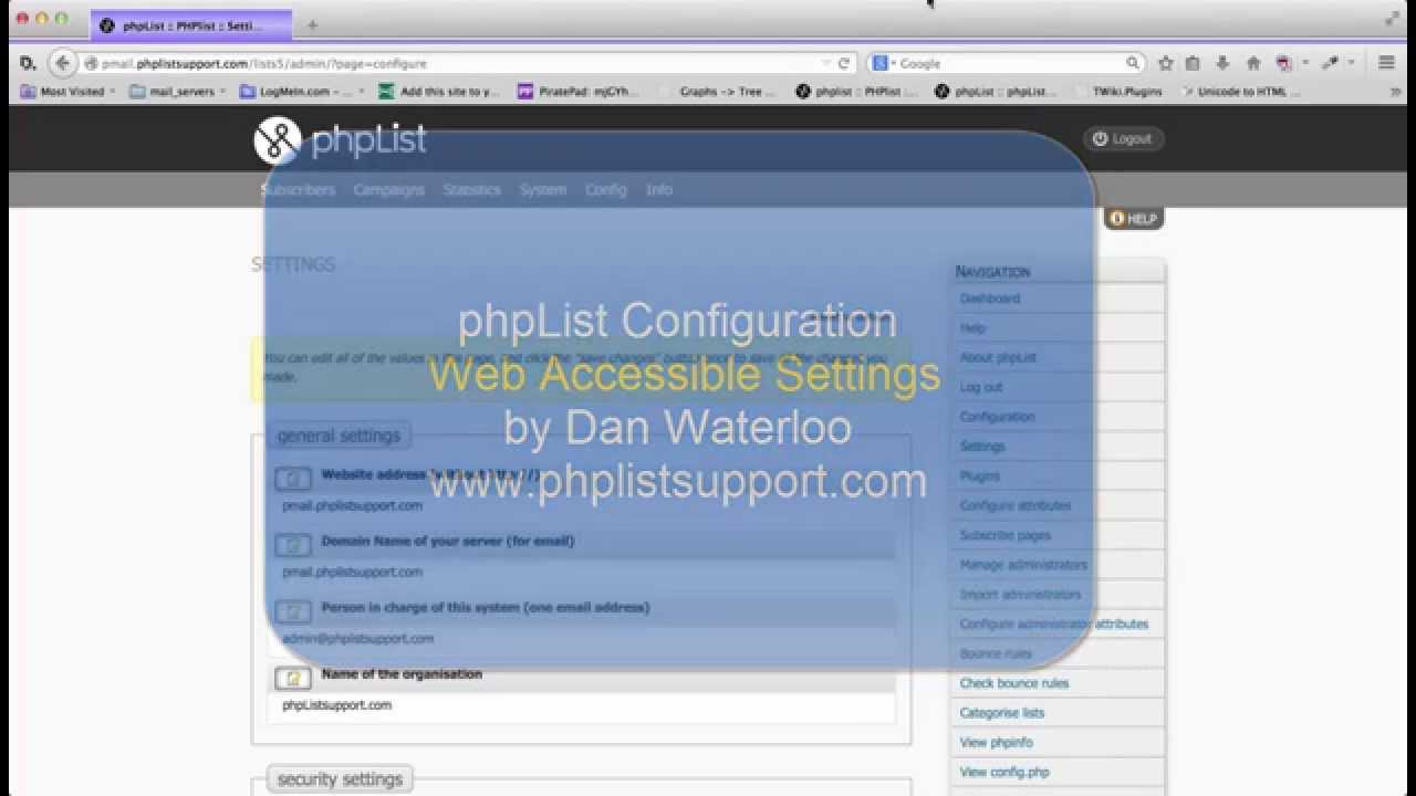 Configuring phpList #2 Configuring the Web Accessible Settings