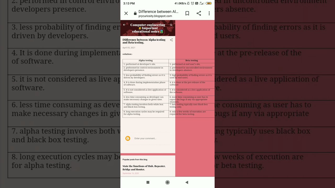 difference between alpha testing and beta testing.