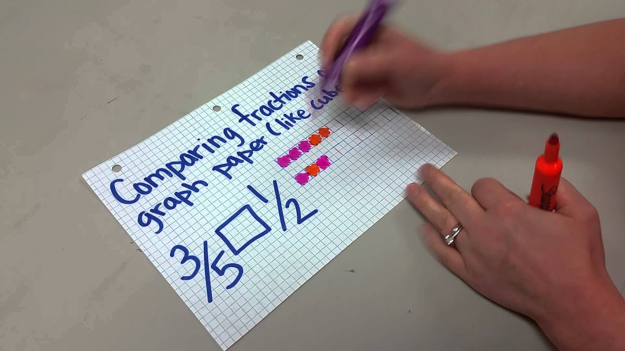 Comparing fractions on graph paper like cubes