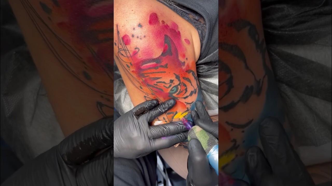Watercolor tiger tattoo