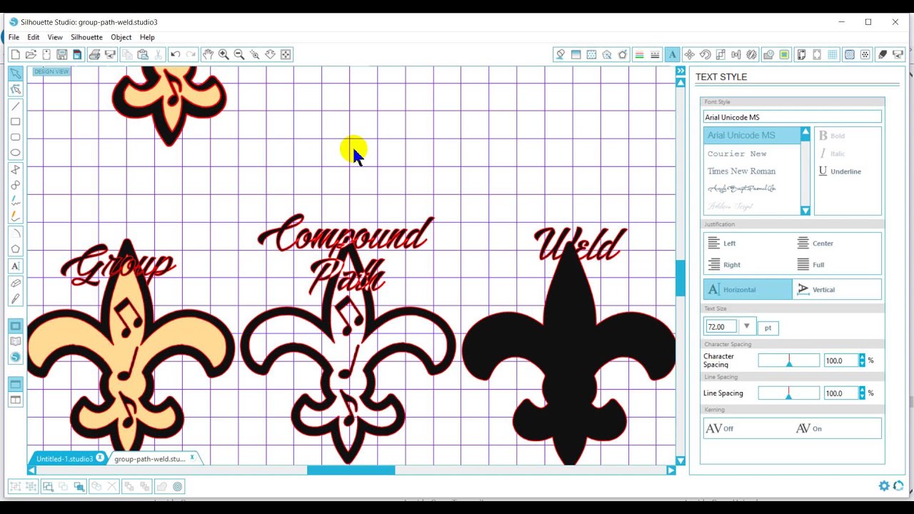 Group, Compound Path and weld differences in Silhouette Studio