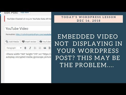 Today's Wordpress Lesson - Embedded Video Not Displaying Properly in Your Post?